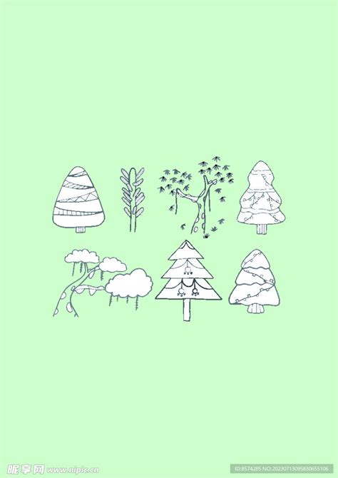 简笔画树设计图 其他 动漫动画 设计图库 昵图网