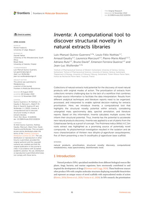 Pdf Inventa A Computational Tool To Discover Structural Novelty In Natural Extracts Libraries