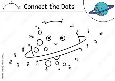 Vector Space Dot To Dot And Color Activity With Cute Planet Astronomy Connect The Dots Game For