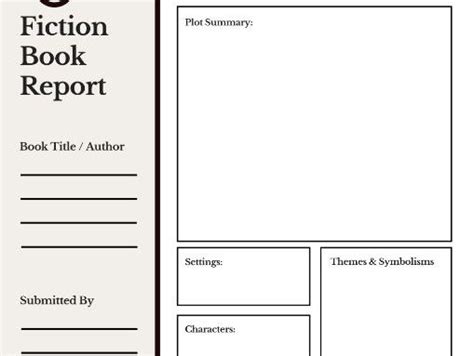 fiction book report form teaching resources