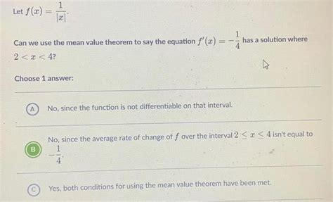[answered] let f x can we use the mean value theorem to say th