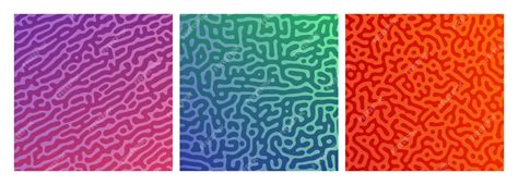 Premium Vector Set Of Three Colorful Turing Reaction Gradient Backgrounds Abstract Diffusion