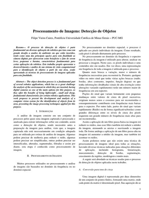 Processamento De Imagens Detecção De Objetos Filipe Vieira Caires Pdf