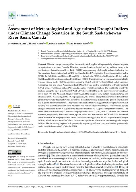 Pdf Assessment Of Meteorological And Agricultural Drought Indices