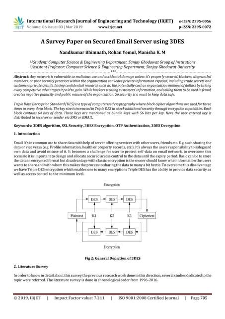 Irjet A Survey Paper On Secured Email Server Using 3des Pdf Email