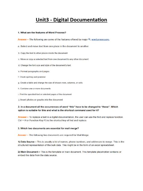 class 9 questions answers unit 3 digital documentation pdf