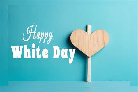 Premium Psd Happy White Day Greetings Blue Hearts White Background