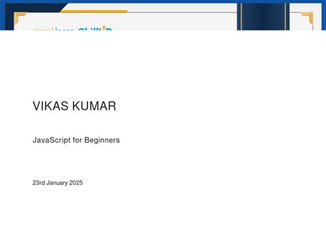 Vikas Kumar Has Successfully Completed The Online Course Javascript For