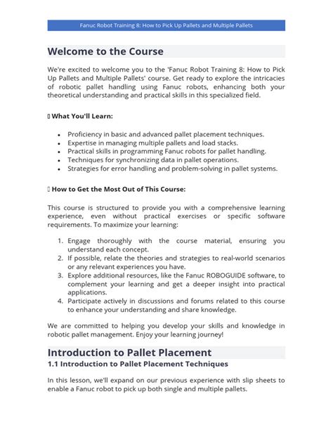 0 Intro Fanuc Robot Training 8 How To Pick Up Pallets And Multiple Pallets Pdf Robot