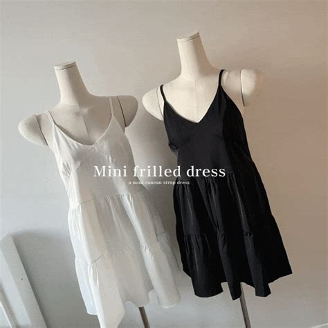 끈조절 나시뷔스티에 캉캉프릴원피스 쉬폰 캉캉미니원피스 2color[러블리 여리핏 휴양지 청순큐티 벚꽃룩 봄신상 데이트룩] 에이블리