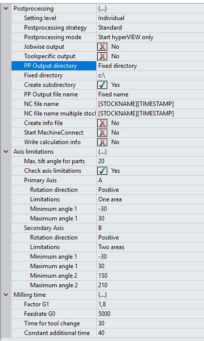 Set Machine Parameters