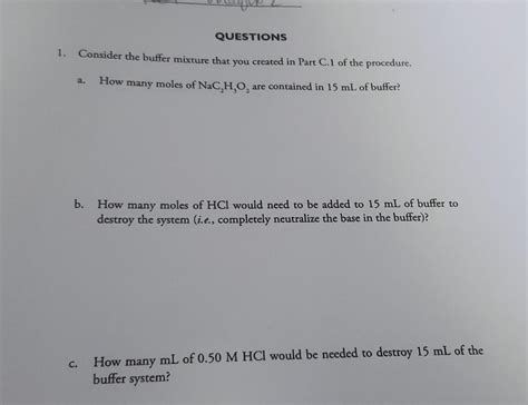 Solved Consider The Buffer Mixture That You Created In Chegg Com