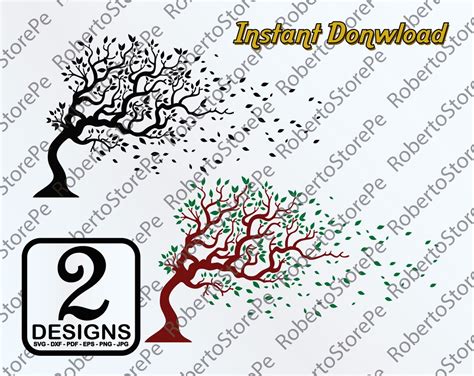 Vector Tree With Branches Svg Tree Svg Silhouette Etsy