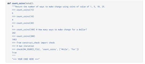 solved given a positive integer total a set of coins makes