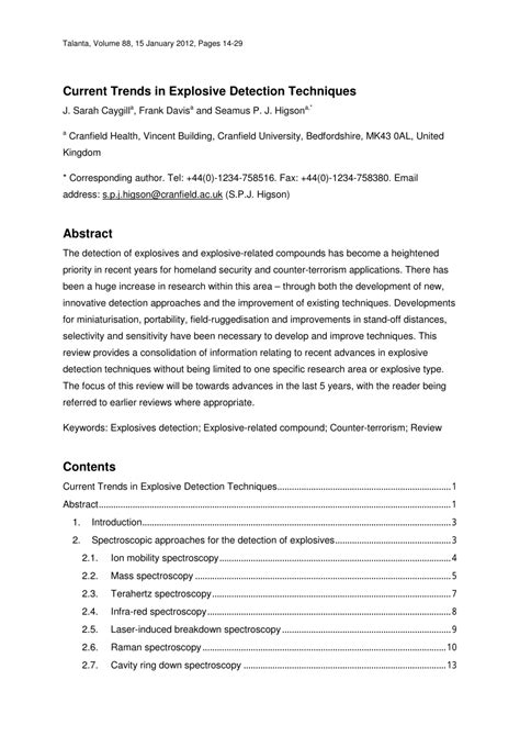 Pdf Current Trends In Explosive Detection Techniques