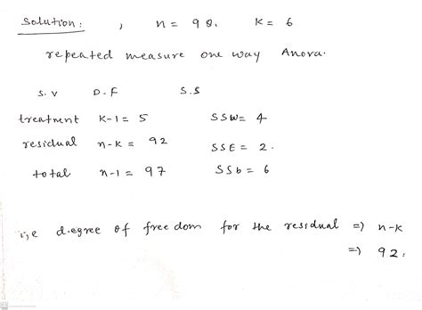 Solved Calculate The Degrees Of Freedom For The Residual Term In A