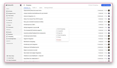 Using Context Menu Options Featureos