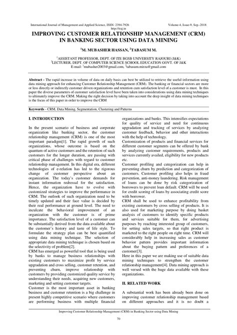 PDF In Improving Customer Relationship Management CRM In Banking Sector Using Data Mining