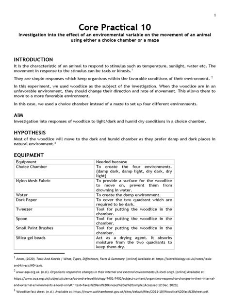 Core Practical 11 1 Pdf Statistical Significance Experiment
