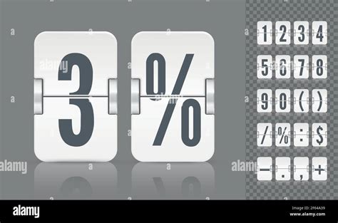 Vector Numeric Template For Your Design Set Of Flip Scoreboard With Reflections Including