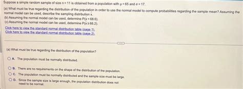 solved suppose a simple random sample of size n 11 is
