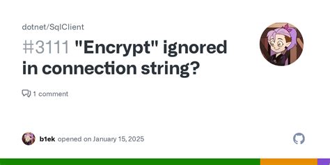Encrypt Ignored In Connection String · Issue 3111 · Dotnetsqlclient · Github