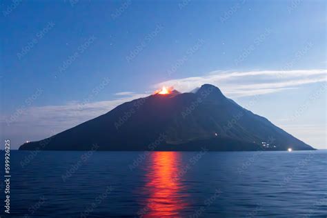 Stairway To The Volcano As Seen By The Reflection Of A Volcanic
