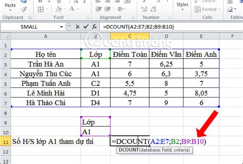 How To Use Dcount Function On Excel