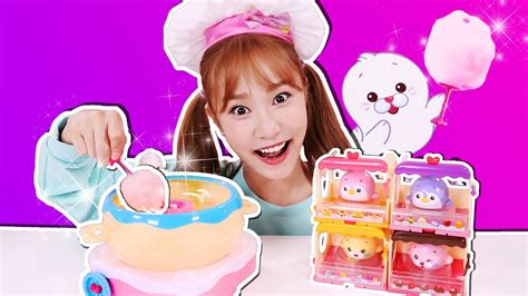 한 입에 쏙 미니 솜사탕 아기물범 하프 솜사탕 메이커 장난감 지니 Youtube