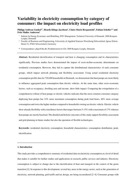 PDF Variability In Electricity Consumption By Category Of Consumer The Impact On Electricity