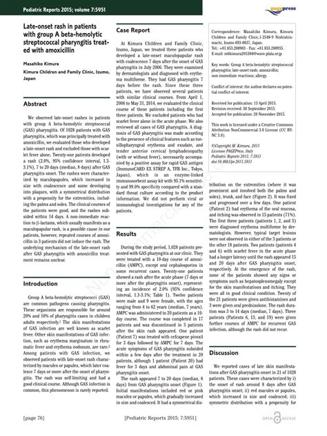 Pdf Late Onset Rash In Patients With Group A Beta Hemolytic Streptococcal Pharyngitis Treated