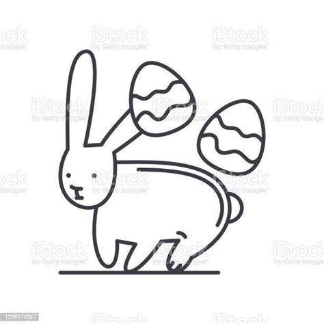 토끼와 계란 아이콘 선형 절연 일러스트레이션 얇은 선 벡터 웹 디자인 기호 흰색 배경에 편집 가능한 스트로크와 개요 개념 기호 0명에 대한 스톡 벡터 아트 및 기타 이미지