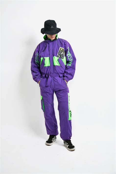 Purple Vintage Ski Suit Retro 90s 80s Ski Overall Jumpsuit Vintage
