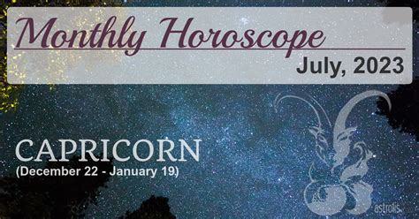 Capricorn Monthly Horoscope