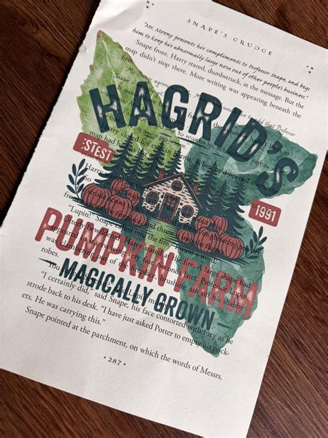 Harry Potter Book Page Art Hagrid Print Wall Decor Etsy