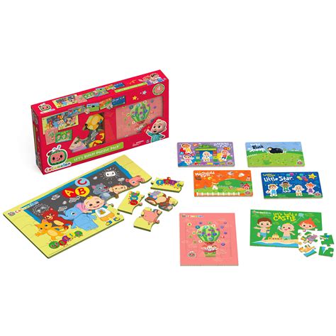 Cocomelon 7 Pack Jigsaw Puzzle Includes Foam Wood Inlay Puzzles