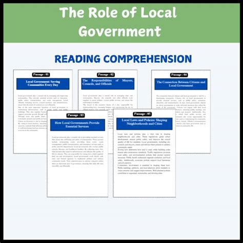 The Role Of Local Government Reading Comprehension Passage Tpt