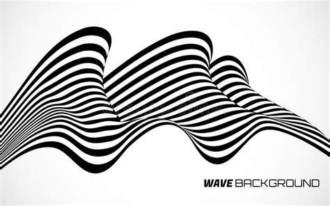 Abstract Black And White Curved Line Stripe Wave Background Stock