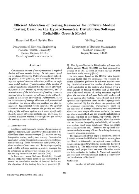 Pdf Efficient Allocation Of Testing Resources For Software Module Testing Based On The Hyper
