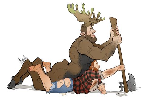 rule 34 anal antlers axe barazoku beard clothing duo facial hair