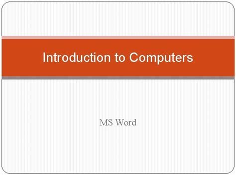 Introduction To Computers Ms Word Page Formatting Page