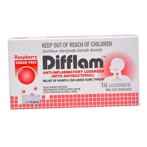 Health Shop Difflam Raspberry Anti Bacterial Lozenges R 2 X 8s