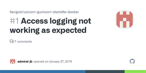Access Logging Not Working As Expected · Issue 1 · Tiangolouvicorn Gunicorn Starlette Docker