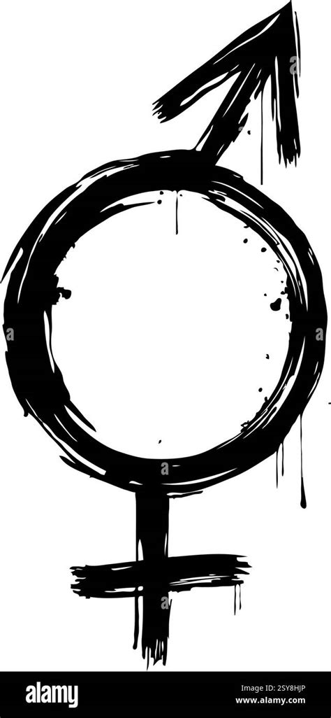 Gender Symbols Male And Female In Grunge Style On White Background