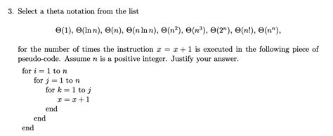 solved 3 select a theta notation from the list o 1