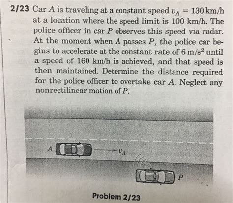 Solved Car A Is Traveling At A Constant Speed U A 130 Km H