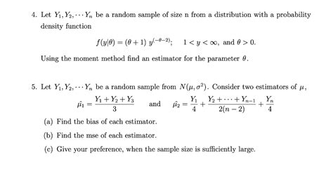 solved 4 let yı y2 yn be a random sample of size n