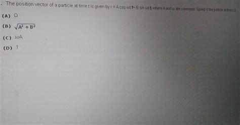 The Position Vector Of A Particle At Time T Is Given By Ra Cos Omega T