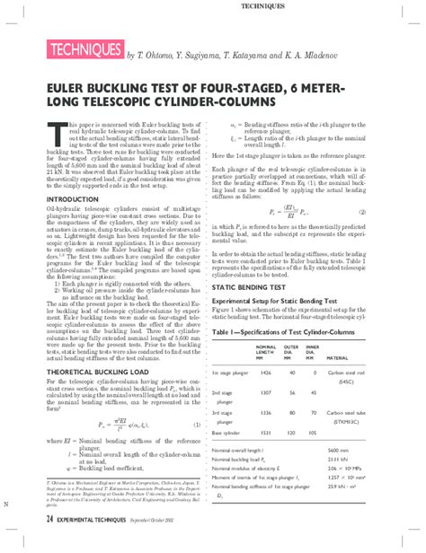 Pdf Euler Buckling Test Of Four Staged 6 Meter Long Telescopic Cylinder Columns Pdf Euler Buckling Test Of Four Staged 6 Meter Long Telescopic Cylinder Columns