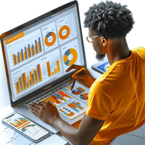 Mobile Marketing Expert Analyzing App Engagement Trends User Data And Growth Charts Blur